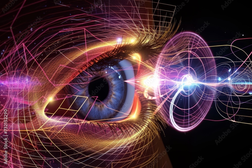 Human Cyborg AI Eye pattern. Eye color vision education optic nerve ...