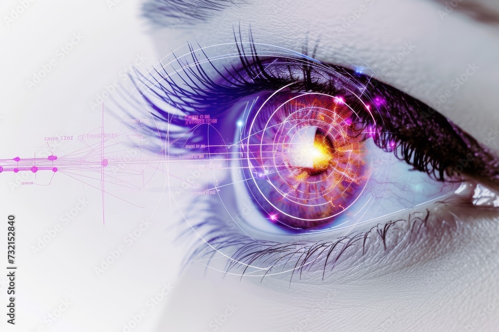 Human Cyborg AI Eye color vision deficiency apps. Eye optic nerve ...