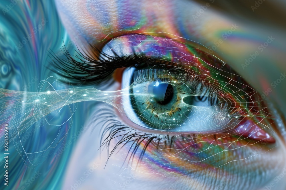 Ilustración de Stock Human Cyborg AI Eye anticipating. Eye visual ...