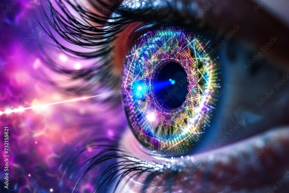 Human Cyborg AI Eye laser vision correction. Eye vision assessment ...