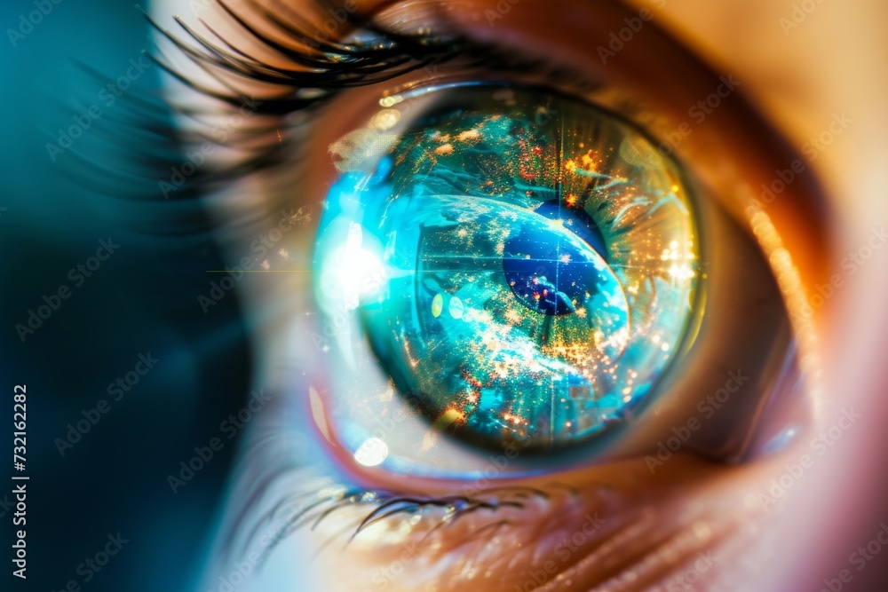 Human Cyborg AI Eye lasik research. Eye optic nerve regeneration optic ...