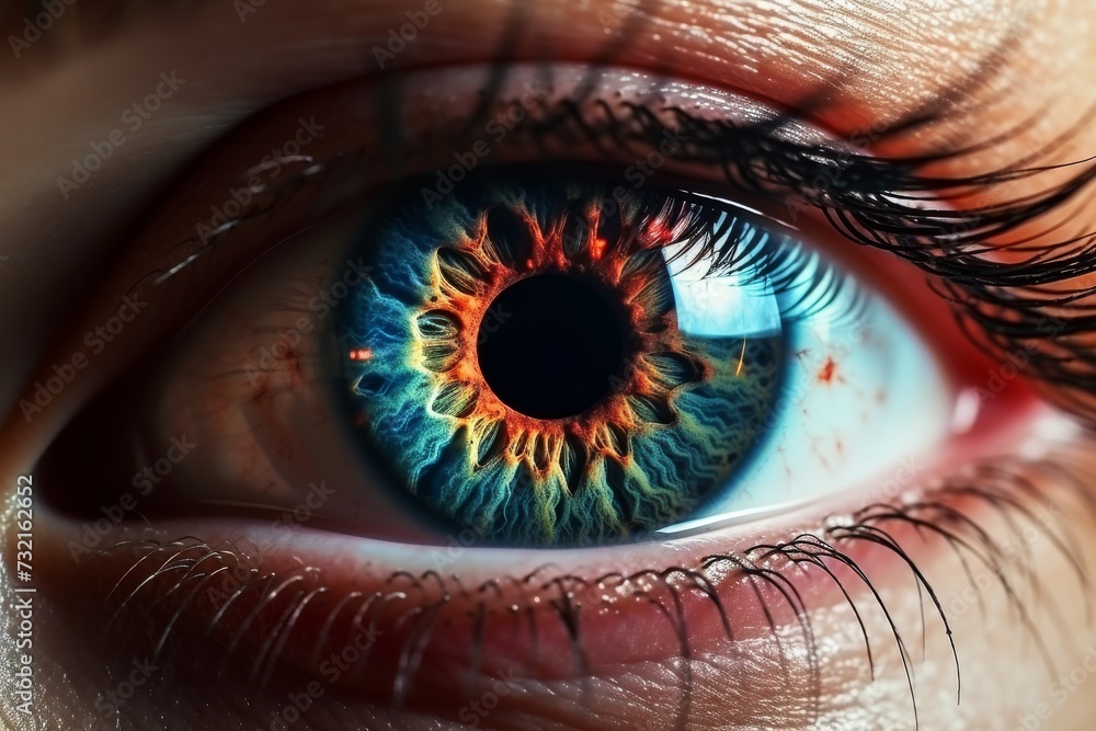 Human Cyborg AI Eye hyperopia. Eye Alpha agonist eye drop optic nerve ...