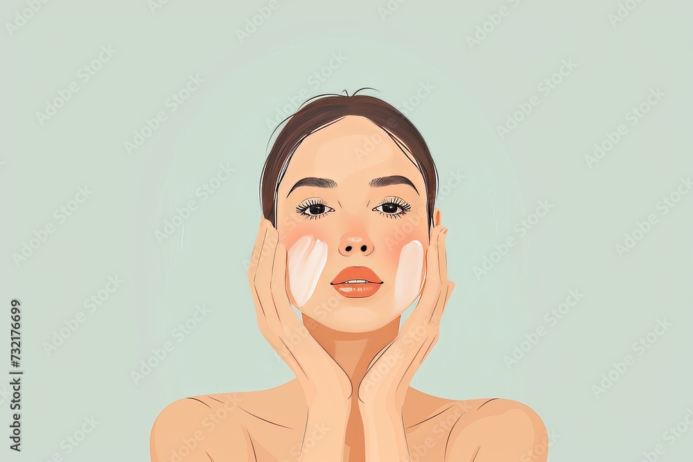 Skincare Model clear space. Well groomed woman uses polyurethane foam ...