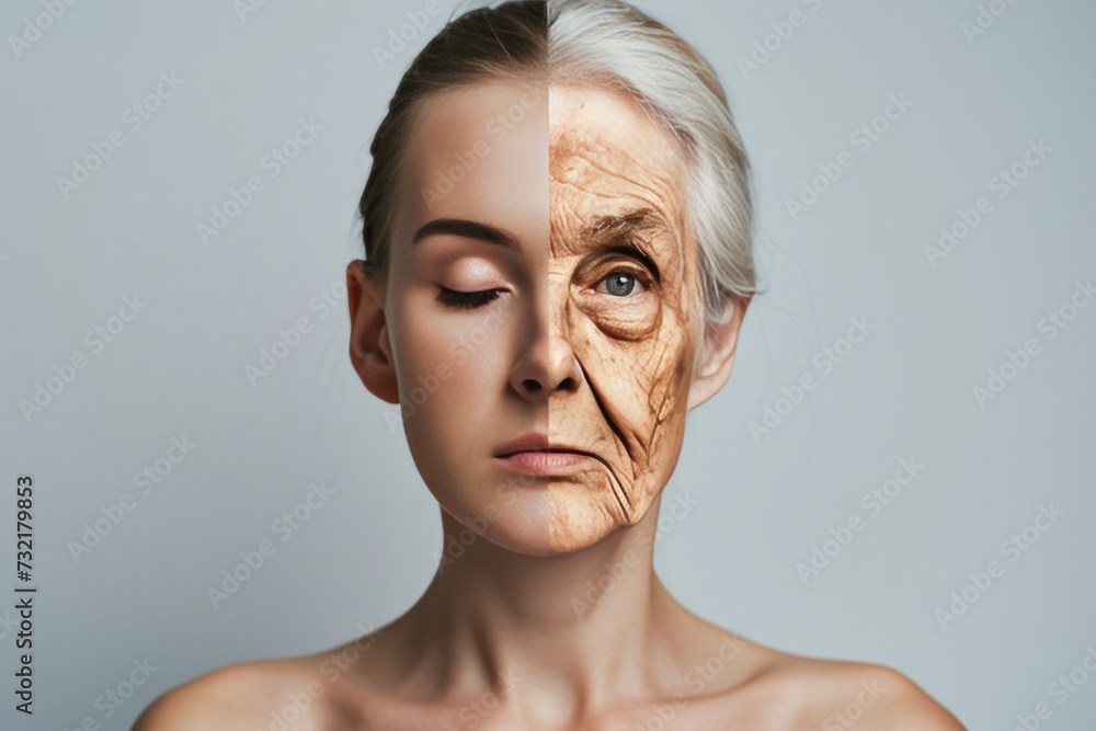 Aging dead skin cell turnover process. Young to old osteoporosis. Less ...