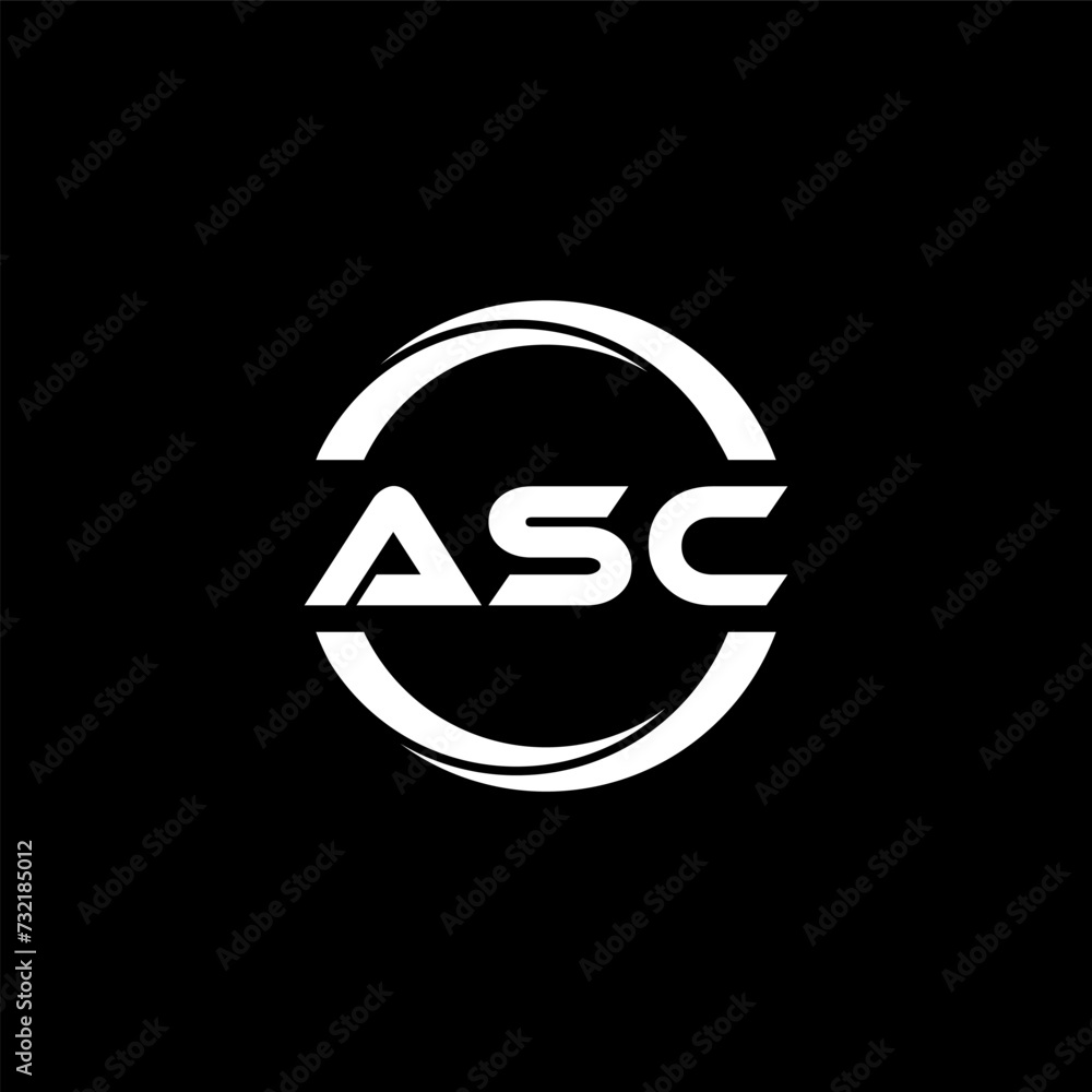 ASC letter logo design with black background in illustrator, cube logo ...