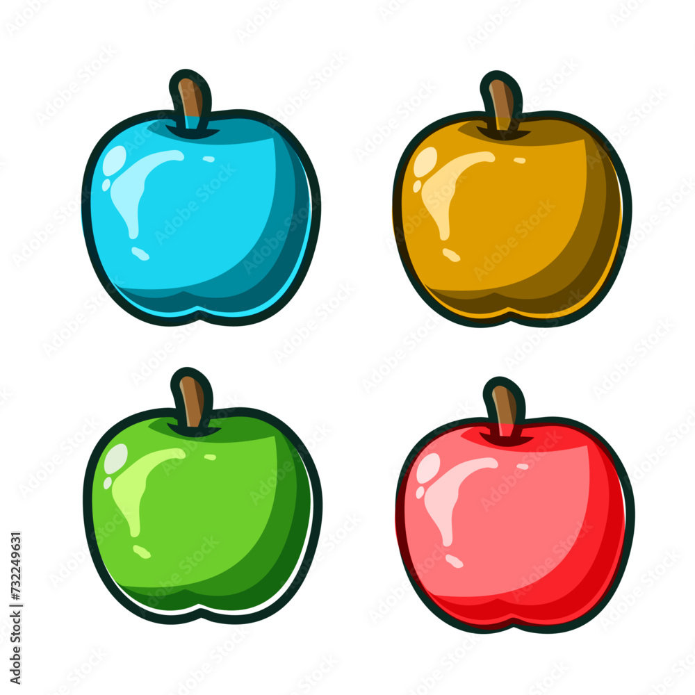 set of clipart red and green apple Stock Vector | Adobe Stock