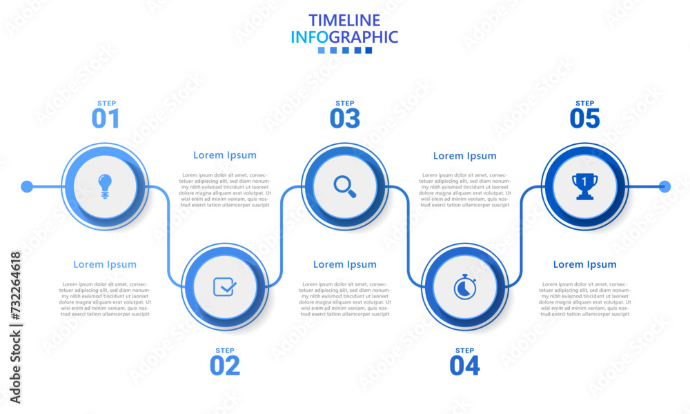 Infographic template for business. Modern Timeline infograph with 5 ...