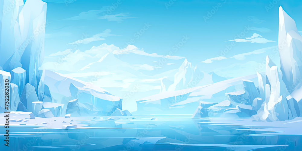 Video game background, Winter ice frost artic level of scrolling ...