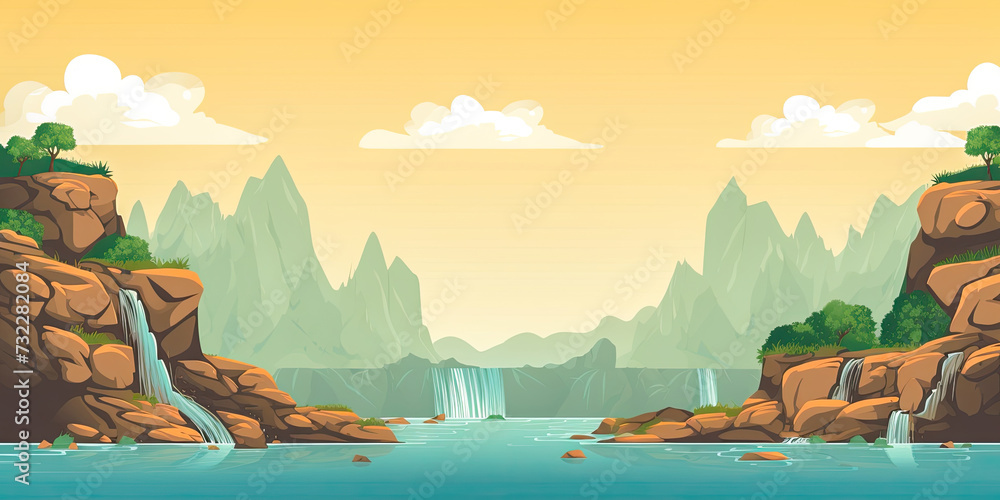 Cartoon background, video game backdrop, illustration of scrolling ...