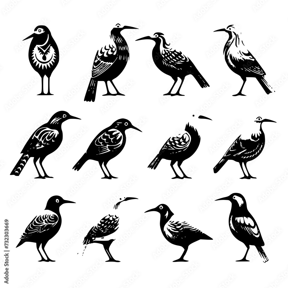 bird, animal, vector, birds, set, illustration, cartoon, duck, cute ...