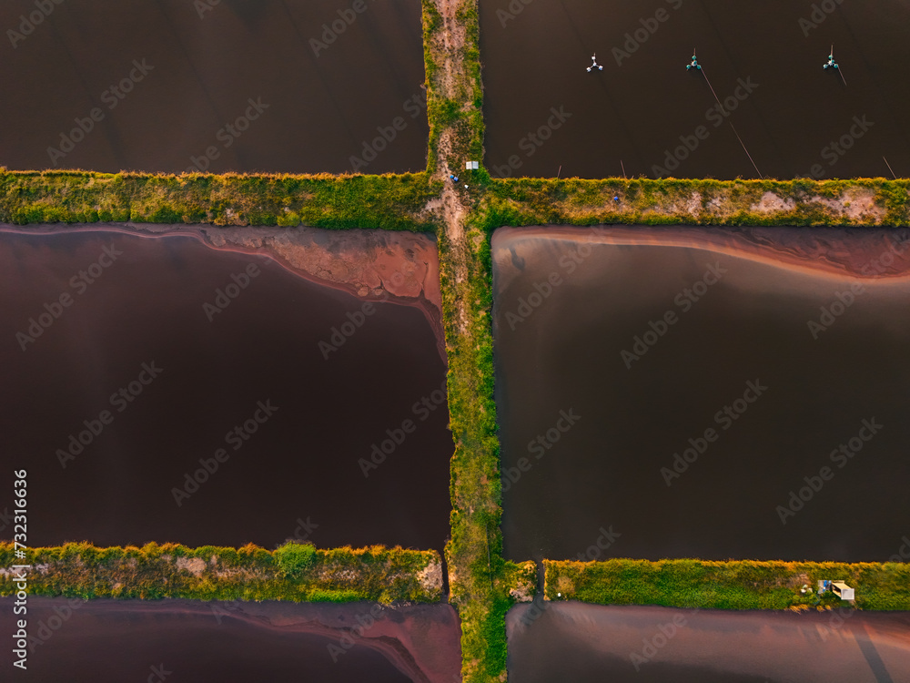 Aerial view wastewater treatment pond. Top view Bio-gas waste water ...