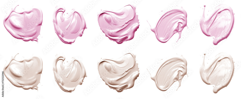 2 Collection set of pastel light pink beige, blob paint ink liquid ...