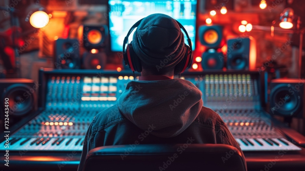 The singer's vocal range flows effortlessly as the sound engineer fine ...
