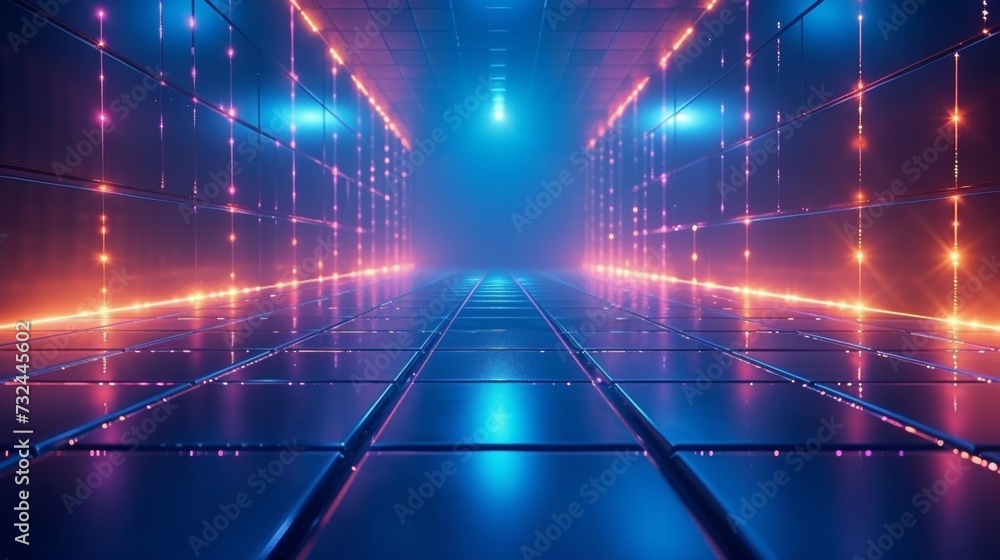 Step into a world where blue gradients and sleek grids combine to ...