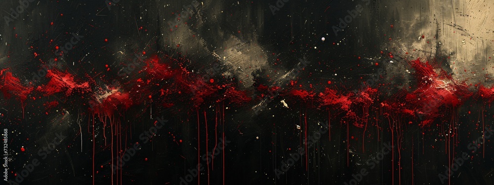 Red Paint Splatters on Black Canvas: A Modern Artwork for the Month of ...