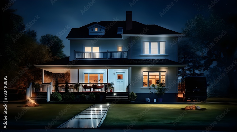 Ilustración de Stock haunted house in the woods, A house with a large ...