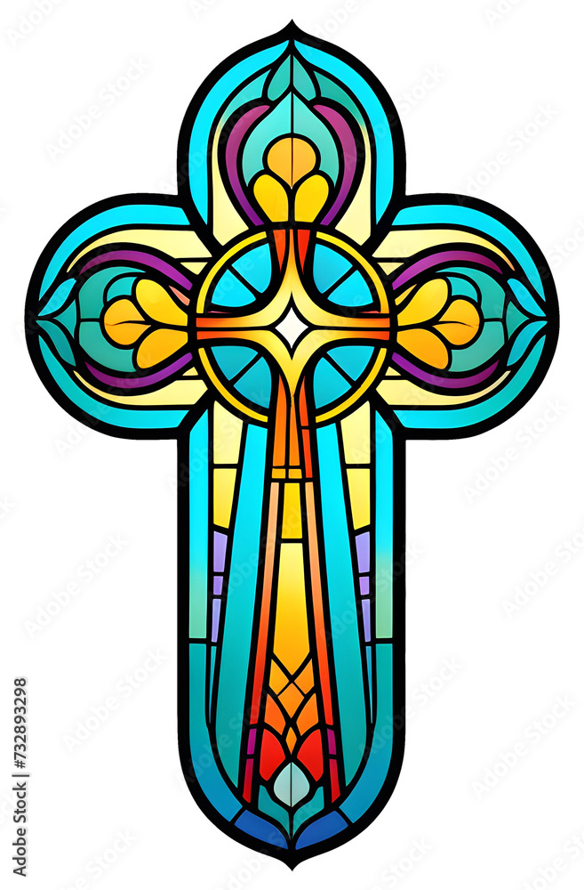 beautiful elaborate colorful stained glass Christian cross/crucifix ...