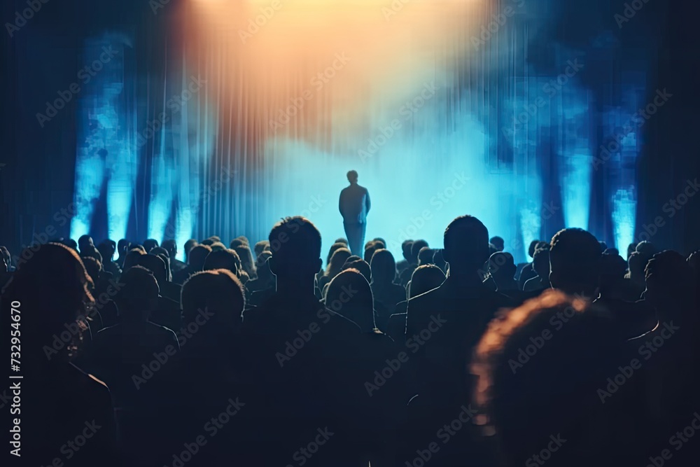 Bustling scene of crowded auditorium filled with eager audience all ...