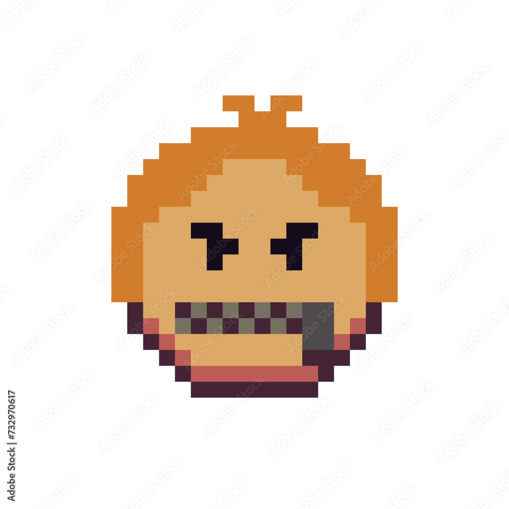 Image vectorielle Stock Mouth on lock. Pixel art icon. Zipper lips ...
