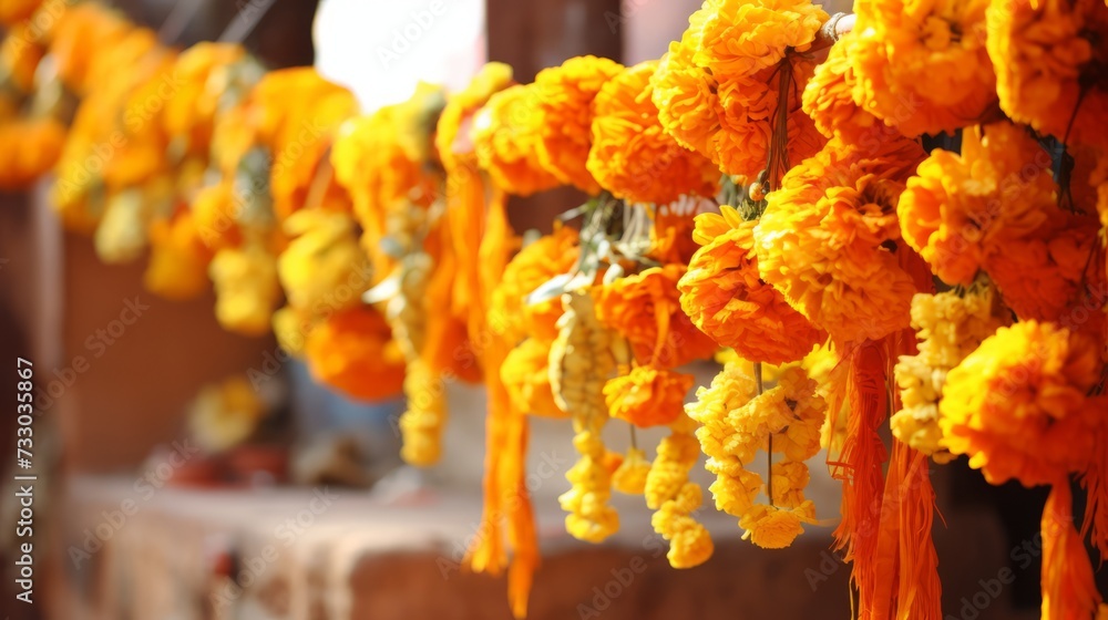 Day of the dead marigold garland enhancing the beauty and significance ...