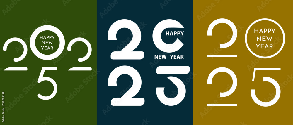 2025 logo text design. 2025 number design template. Happy New Year 2025 ...