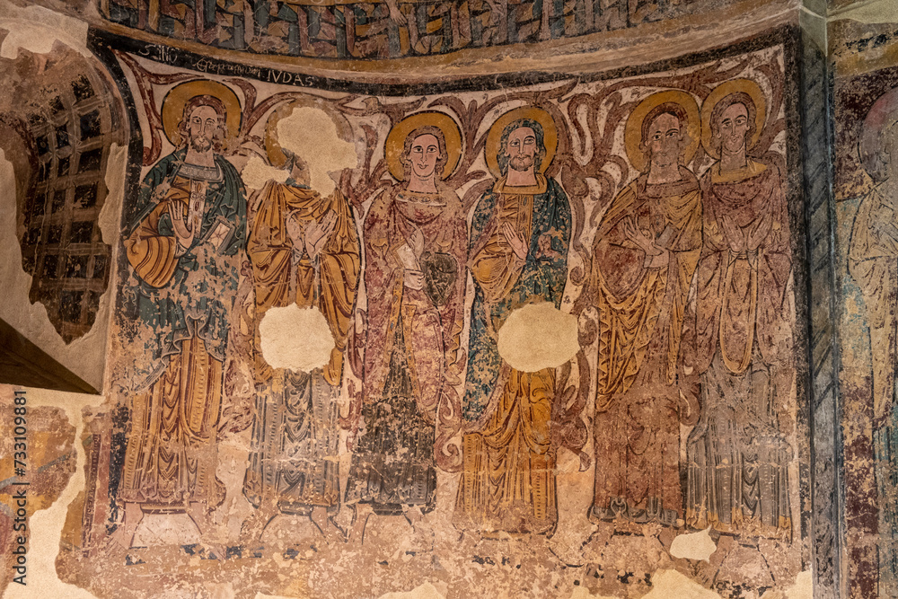 mural paintings of Ruesta, 12th century, fresco torn and transferred to ...