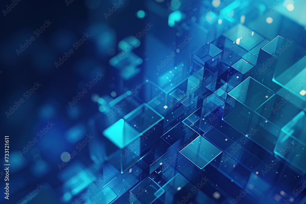 horizontal image of an abstract futuristic cyberspace blue transparent ...