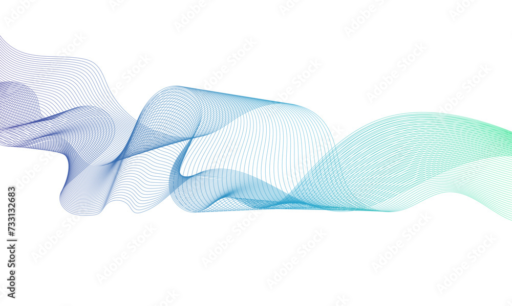 Blue wavy business curve lines on transparent background. Abstract ...