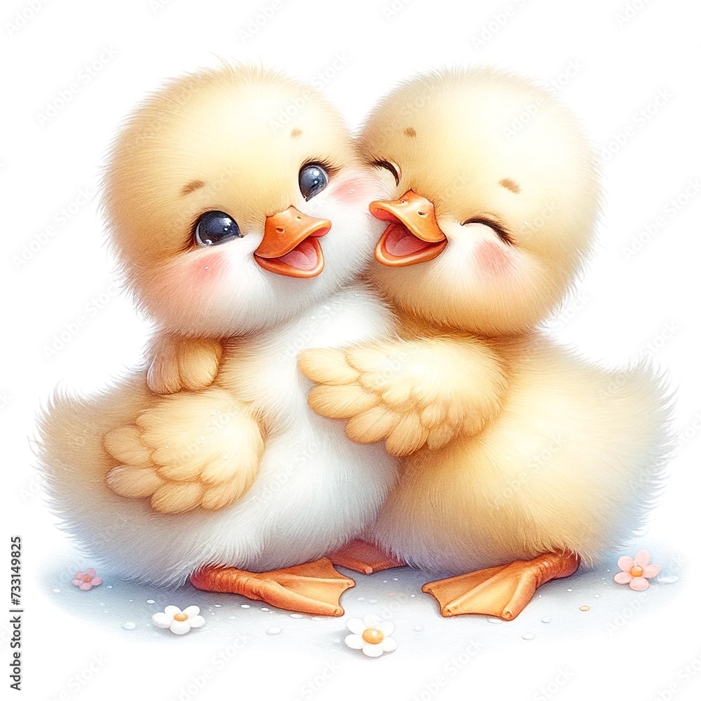 Whimsical hugging ducks created with Generative AI technology Stock ...