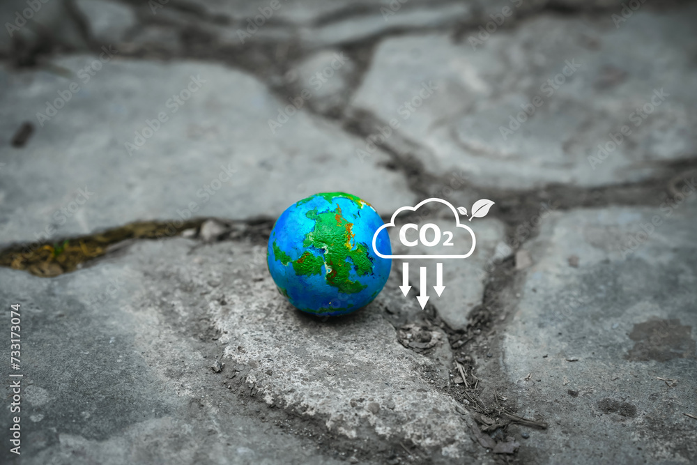 world globe concept of greenhouse gas emissions targets net zero and ...