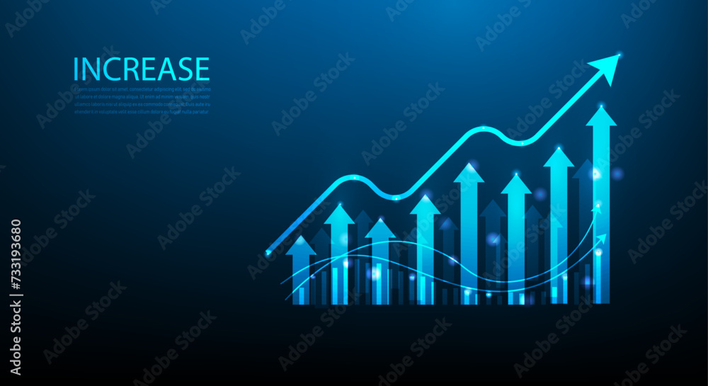 business finance investment chart growth increse technology on blue ...