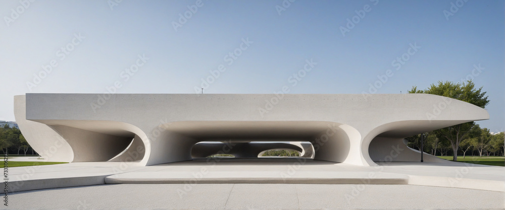 Empty abstract architecture building in minimal concrete design with ...