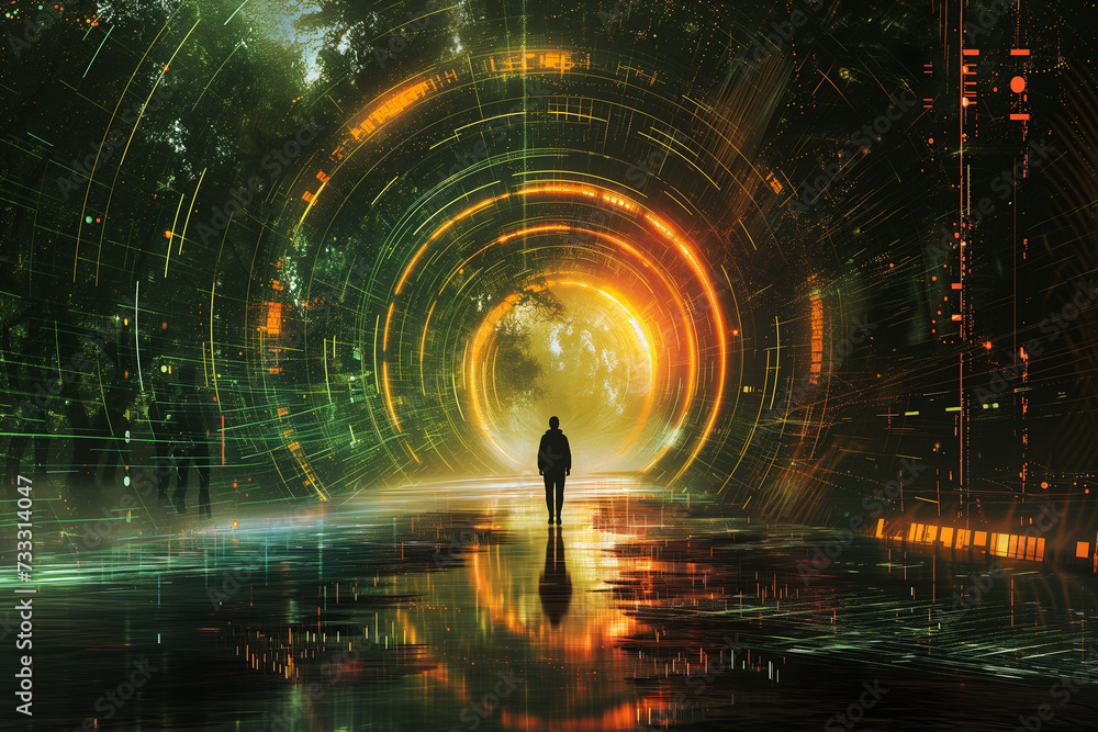 the threshold between physical reality and the virtual world, depicted ...