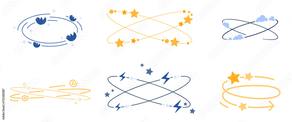 Dizzy line icons set. Vertigo and dizziness symbols collection with ...