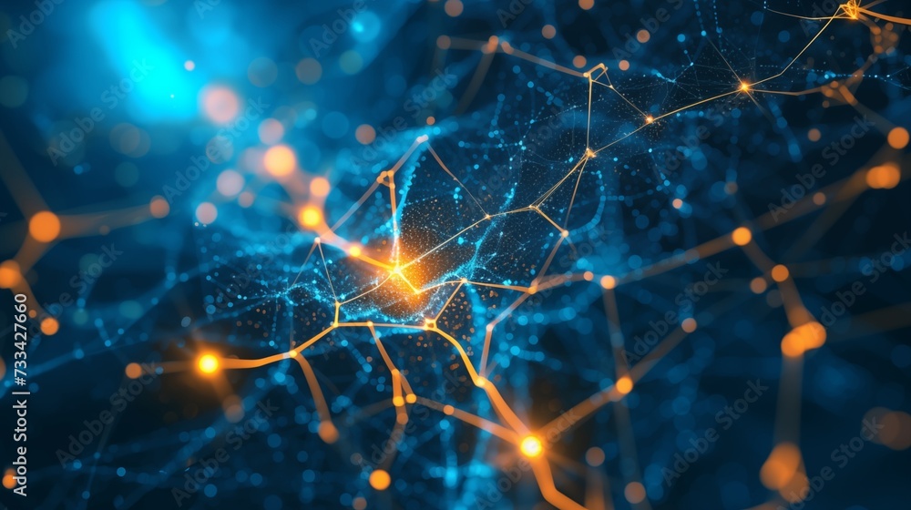 Visually compelling abstract illustration portraying a group neural ...