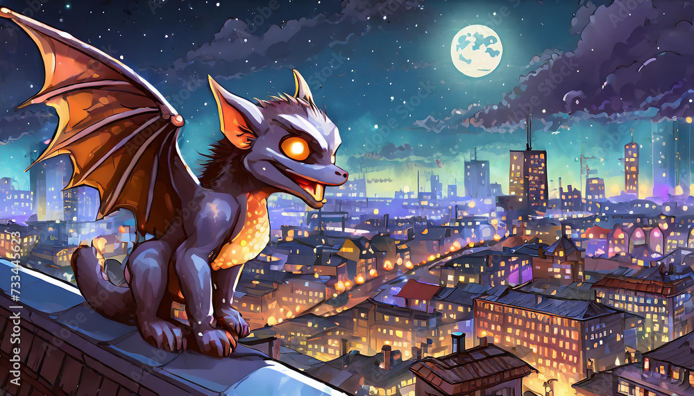 Gargoyle - young cute little monsters Stock Illustration | Adobe Stock