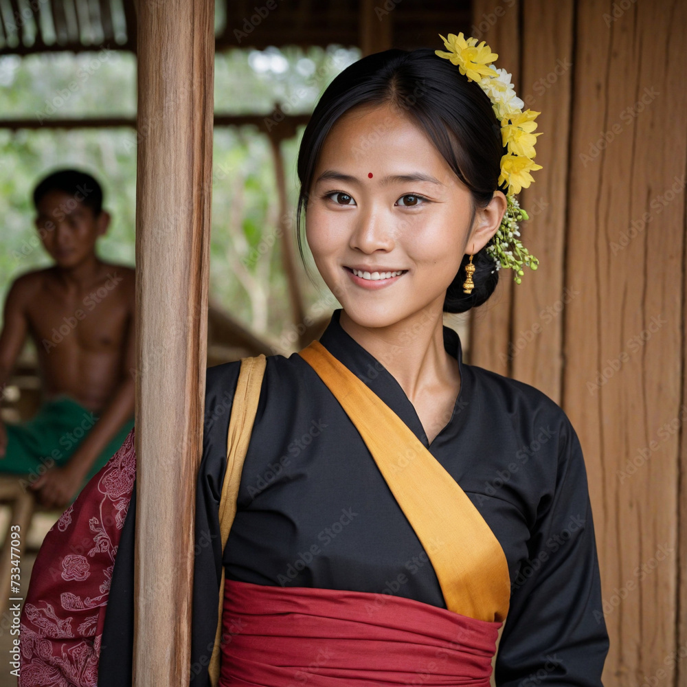 myanmar people in traditional costume Stock Photo | Adobe Stock