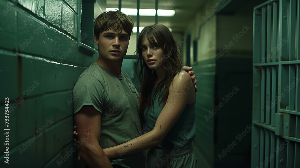 captive fell in love with a policeman, policewoman. prisoner hugging ...