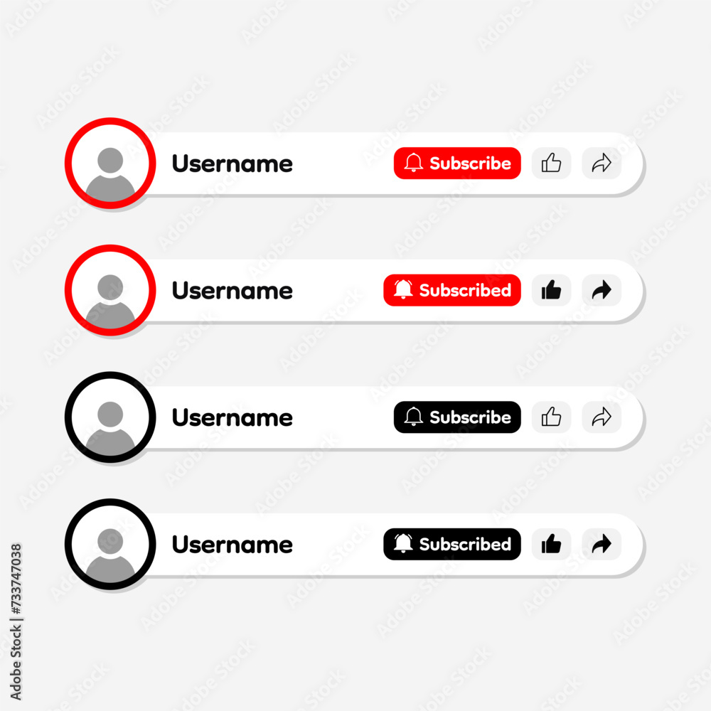 Social media lower third. Subscribe, like and share button banner ...