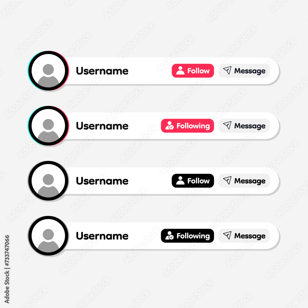 Social media lower third. Follow and message button banner template ...
