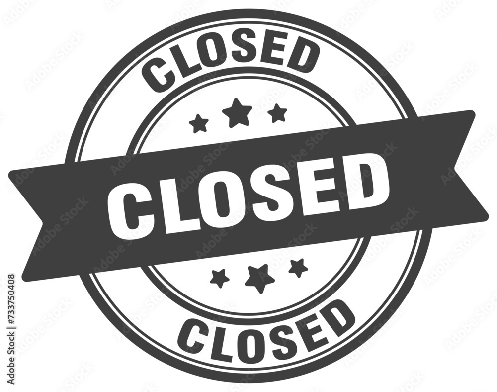 closed stamp. closed label on transparent background. round sign Stock ...