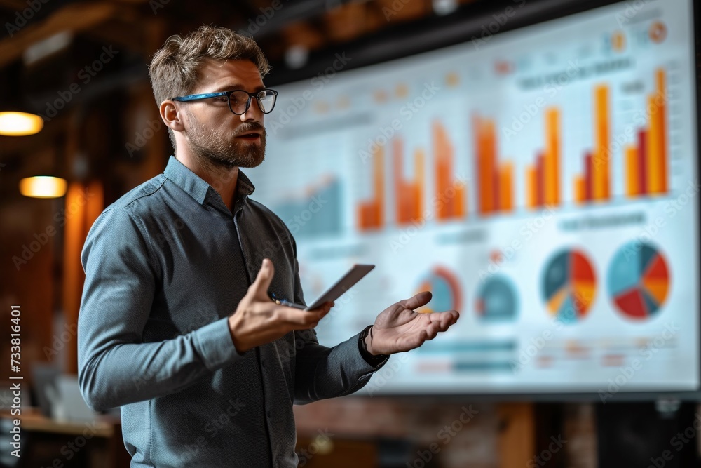 Professional Presentation - Businessman Explaining Data Analytics ...