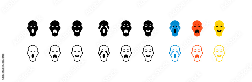Human emotion icons. Different styles, collection of faces with ...