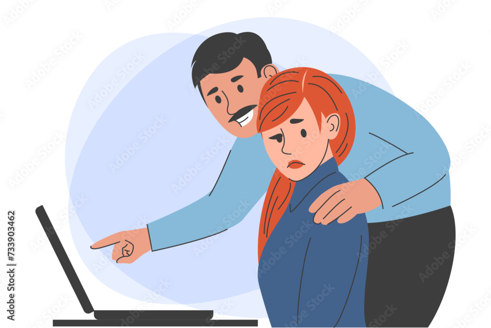 Sexual harassment in the office vector isolated. Employee suffering ...