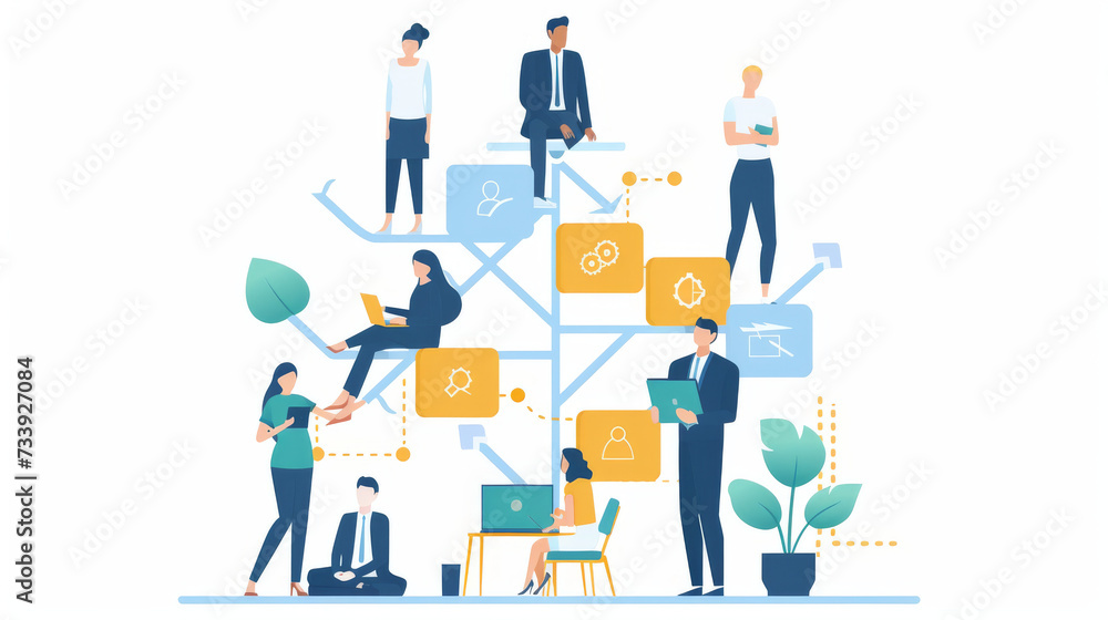 CEO planning manpower on organization chart structure to management ...