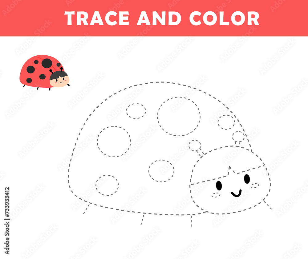 Trace and color for children. Handwriting practice. Coloring page for ...