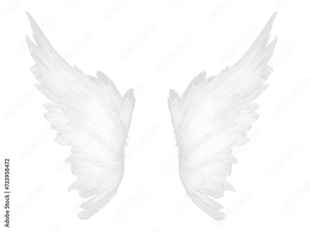 Angel wing. White wing on transparent background, Magic wings isolated ...