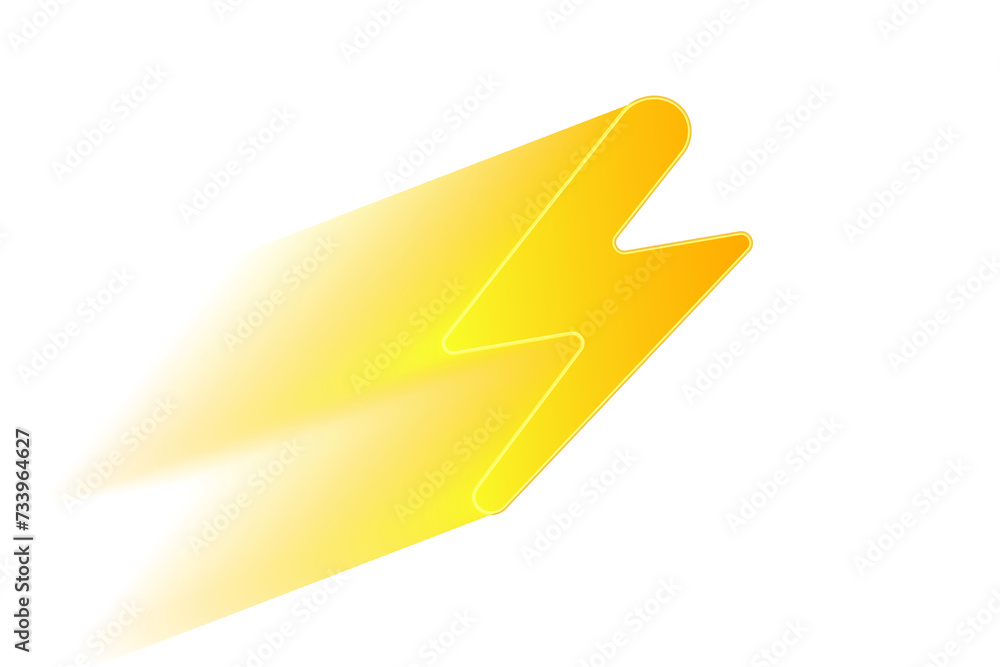Cute colorful yellow energy lightening bolt icon. Smooth 3d gradient ...