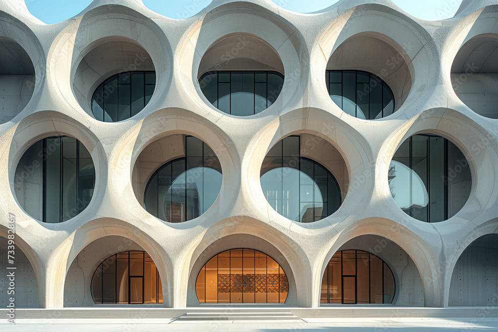 Parametric facade of a modern building inspired by new gothic architecture. Background image ...