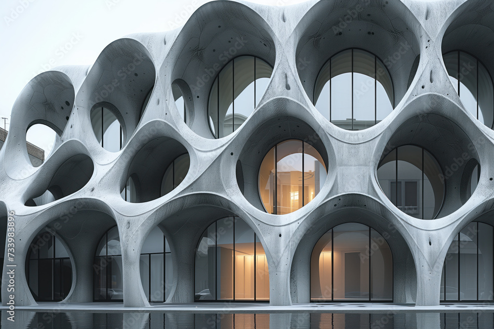 Parametric facade of a modern building inspired by new gothic architecture. Background image ...